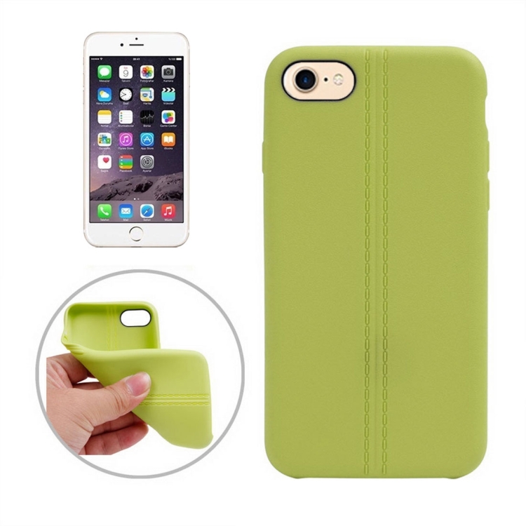 For iPhone 8 & 7 Central Double Line Smooth Surface Soft TPU Protective ...