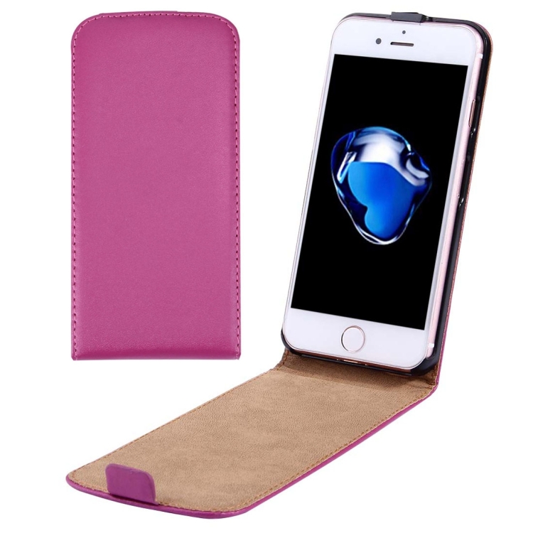 For iPhone 8 & 7 Vertical Flip Genuine Split Leather Case (Magenta)