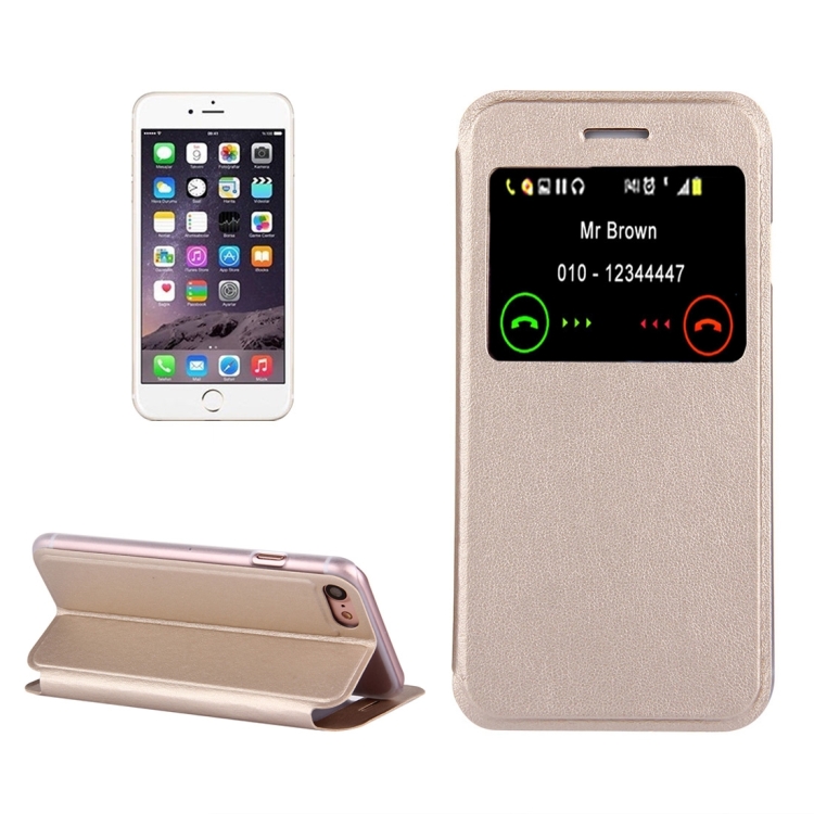 For iPhone 8 & 7 Horizontal Flip Leather Case with Call Display ID ...