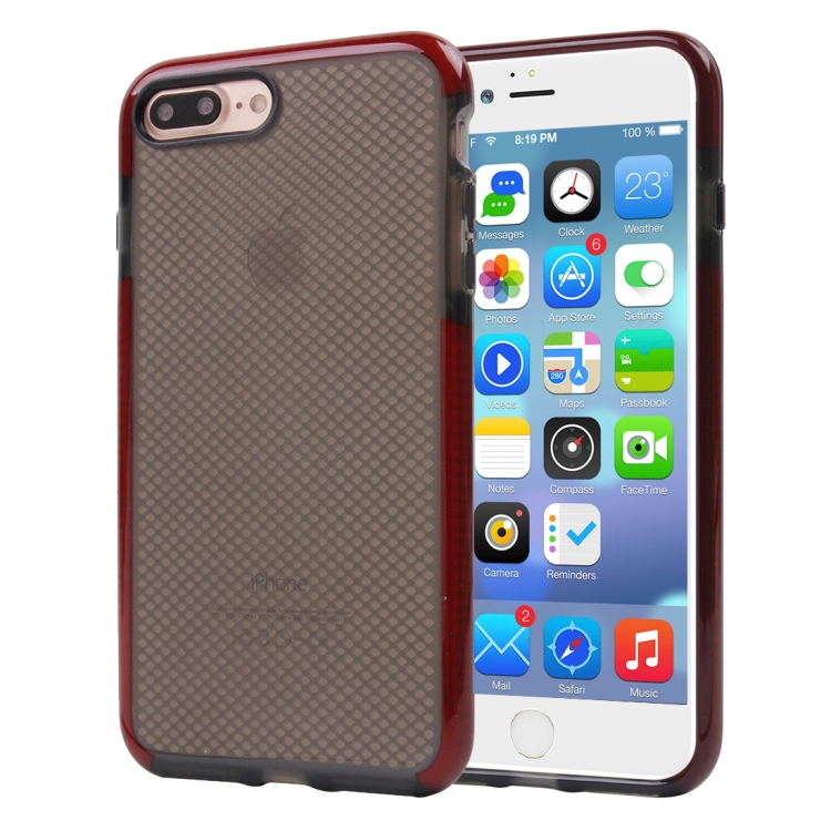 For iPhone 8 Plus & 7 Plus Plaid Texture Transparent TPU Protective ...