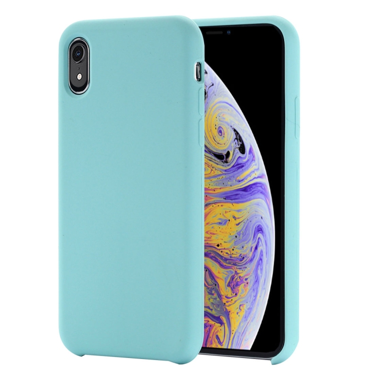 เคสซิลิโคนเหลว Four Corners Full Coverage สำหรับ iPhone XR (Baby Blue)