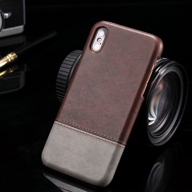 For iPhone X / XS Crazy Horse Texture Color Matching Bicolourable PC ...