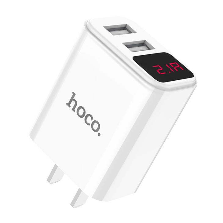 Hoco C63 2.1A Adaptador de cargador de puertos dobles USB de salida máxima con pantalla digital ...