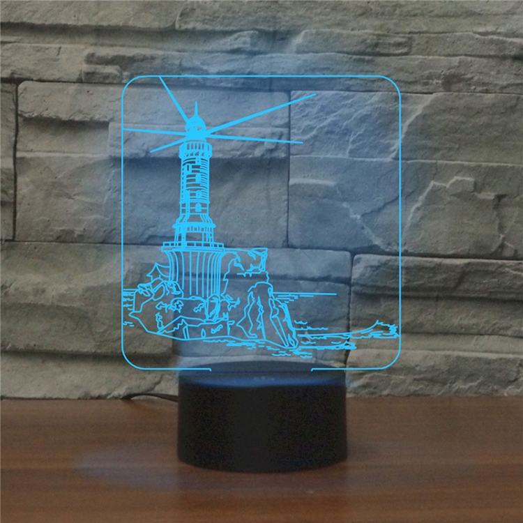 Lighthouse Shape 3D โคมไฟ LED วิสัยทัศน์ LED สีสันสดใสรุ่น USB Touch