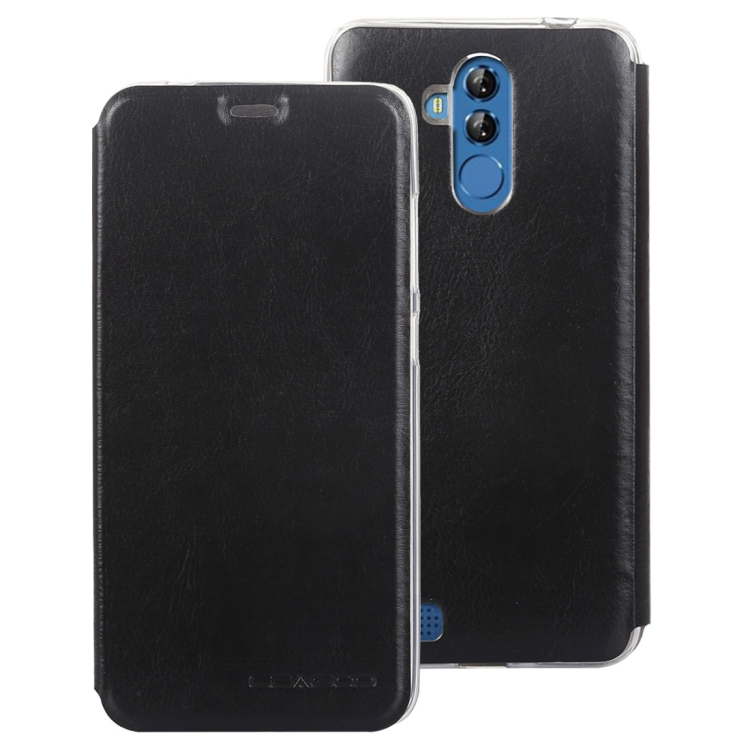 LEAGOO M9 Pro 용 Litchi Texture 수평 플립 투명 TPU + 가죽 케이스 (블랙)