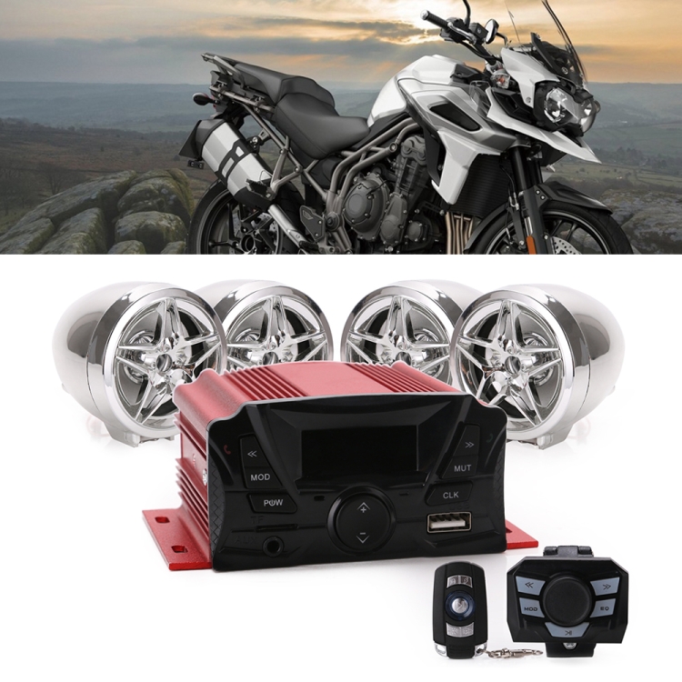 Speedpark Motorcycle Waterproof Audio MP3 USB Alarm FM Bluetooth ...