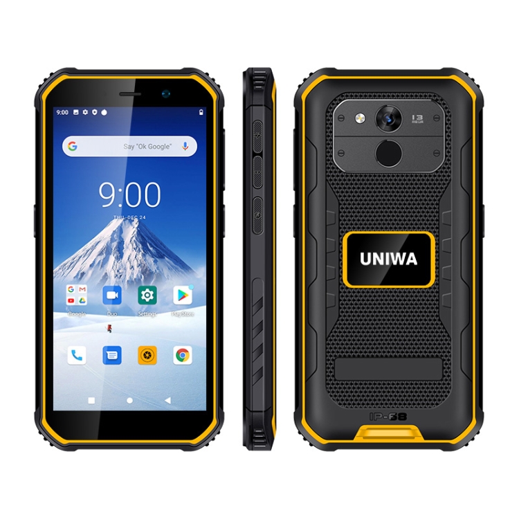 UNIWA F963 3GB+32GB IP68三防机, 5.5英寸安卓10.0, MTK6739四核,NFC, OTG, 4G网络 (颜色：黑黄色)