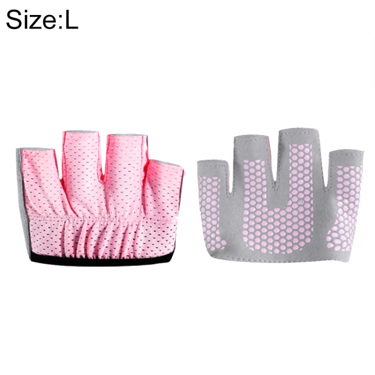 하프 핑거 요가 장갑 미끄럼 방지 스포츠 체육관 손바닥 보호대 크기 L 손바닥 둘레 19cm 로즈 레드