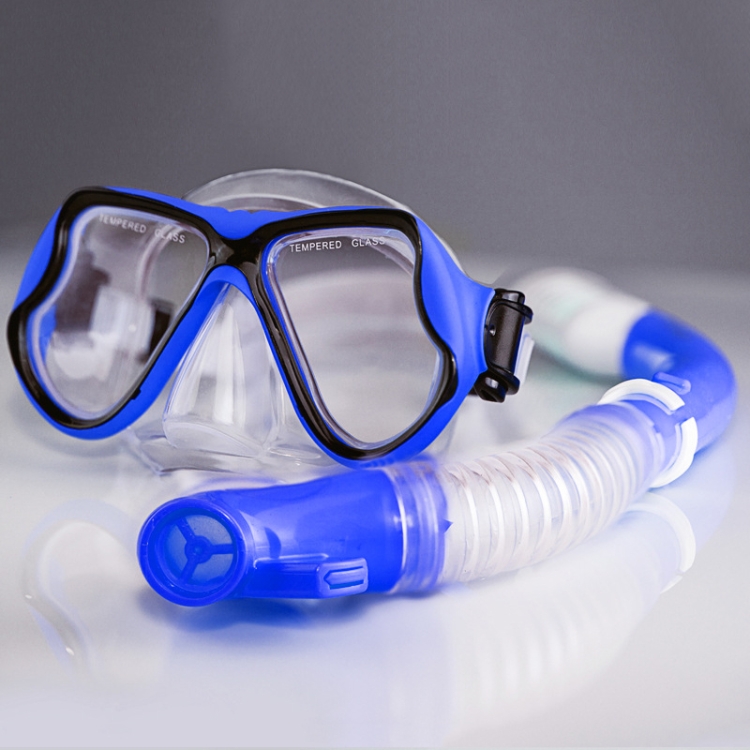 Yoogan เด็กหน้ากากแห้งแบบเต็มท่อหายใจอุปกรณ์ว่ายน้ำกระจกดำน้ำ (สีน้ำเงิน)