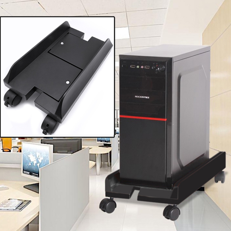Computer Mainframe Host Adjustable Bracket with Wheel, Size: S(Black)