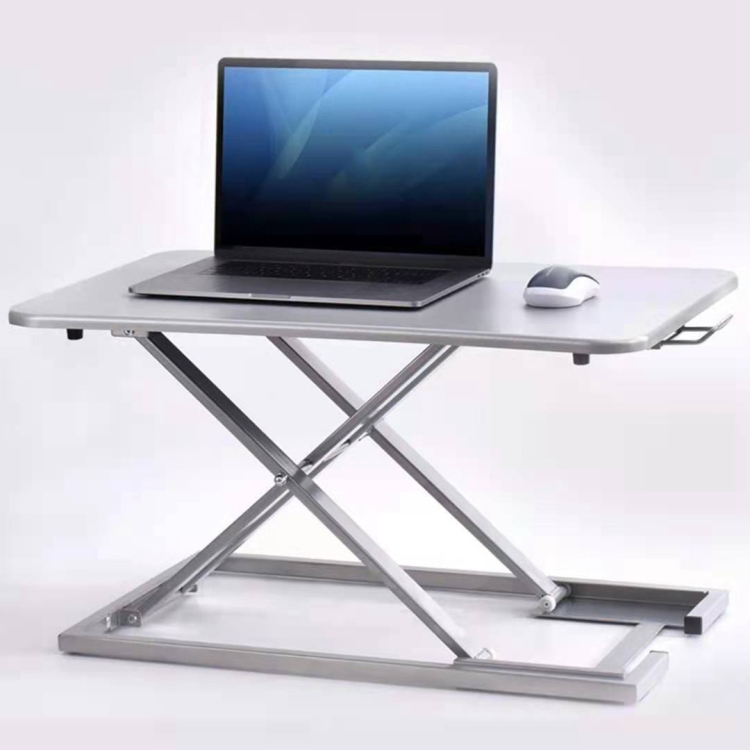 Folding Standing Lifting Computer Desk (Silver)