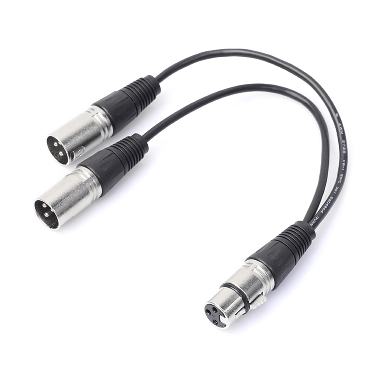 30cm 3 Pin XLR CANNON 1 Female to 2 Male Audio Connector Adapter Cable ...