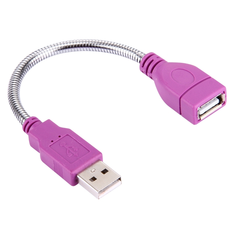 10cm USB 2.0 Female to USB 2.0 Male Metal Soft Hose Adapter Cable(Purple)