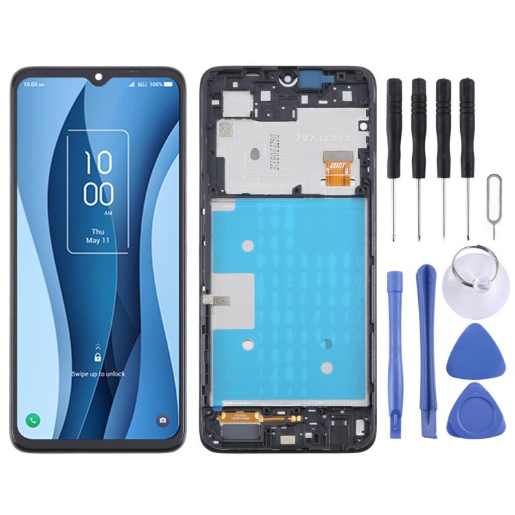 For TCL K32 LCD Screen Digitizer Full Assembly with Frame (Black)