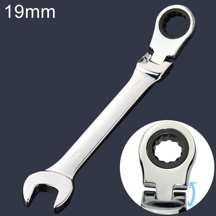 19mm Dual-use Opening Plum Ratcheting Angled Wrench , Length: 24.5cm ...