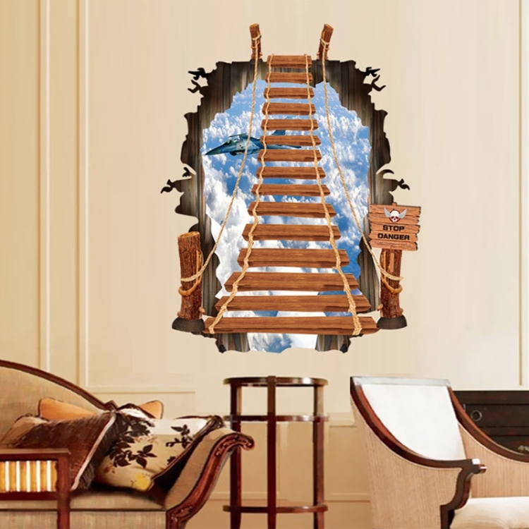 3D Creative Broken Wall Effect Stairway Fashion Wall Stickers ขนาด: 60 ...
