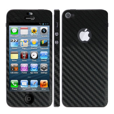 Full Housing Carbon Fiber Skin Sticker for iPhone 5(Black)