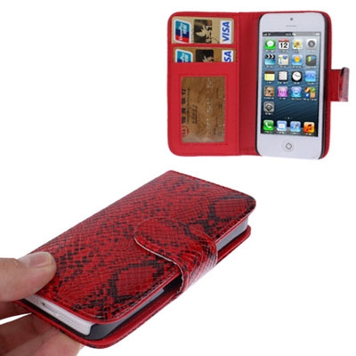 Horizontal Flip Snakeskin Texture Leather Case with Credit Card Slots ...