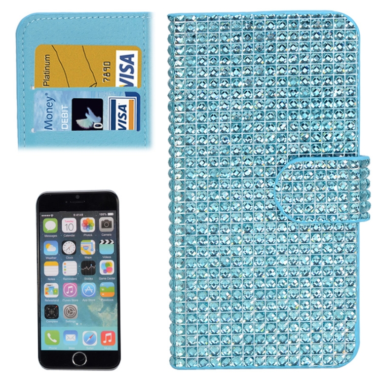 Diamond Texture Leather Case with Card Slots for iPhone 6(Blue)