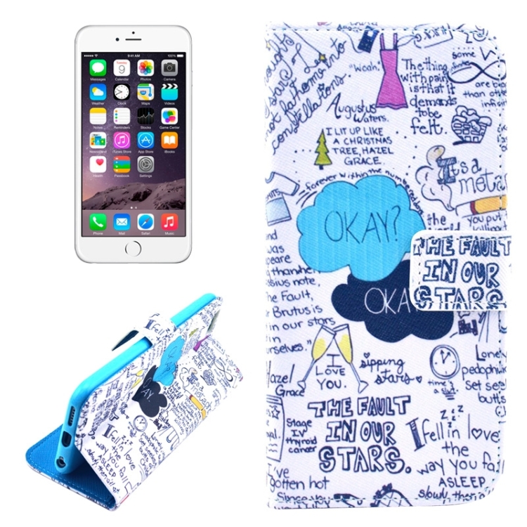 Graffiti Style OKAY Pattern Leather Case with Holder & Card Slots ...