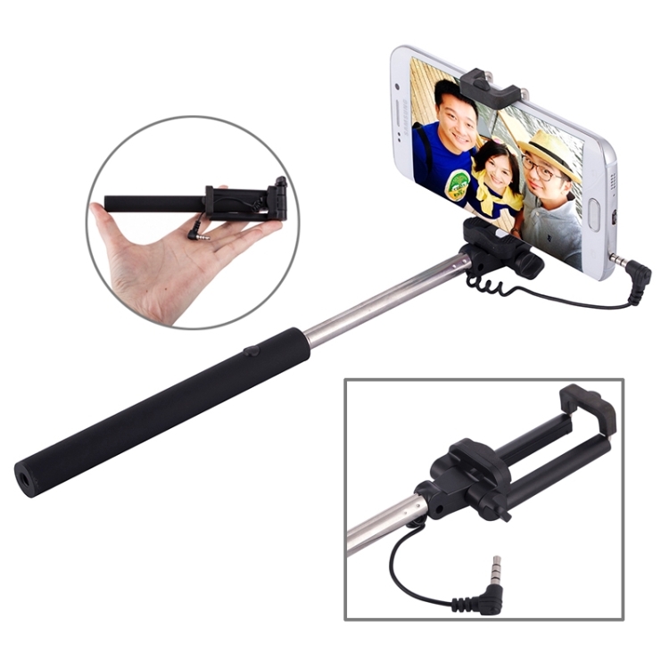 Wire Controlled Metal Selfie Stick Monopod Folding Extendable Plam ...