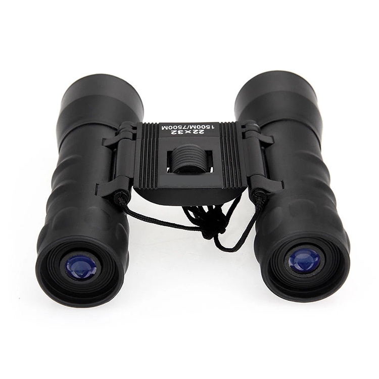 Folding 22x32 1500M/7500M Binoculars with Neck Strap(Black)