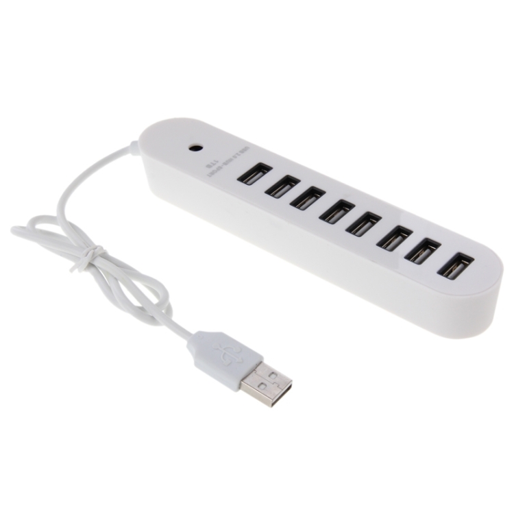 8 Ports USB 2.0 Portable Oval Hub, ความยาว: 50 ซม. (สีขาว)