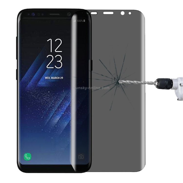 Galaxy S8 + / G9550 0.3mm 9H 표면 경도 3D 곡선 개인 정보 눈부심 방지 전체 화면 강화 유리 화면 보호기