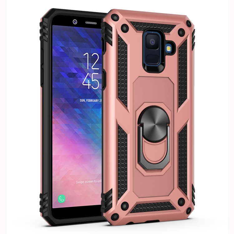 เคสกันกระแทก TPU + PC Armor Shockproof สำหรับ Galaxy A6 (2018) พร้อมตัวยึดแบบหมุนได้ 360 องศา ...