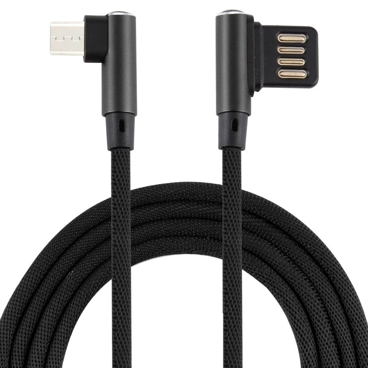 2A USB Elbow to Micro USB Elbow Braided Data Cable, ความยาวสายเคเบิล: 3 ...