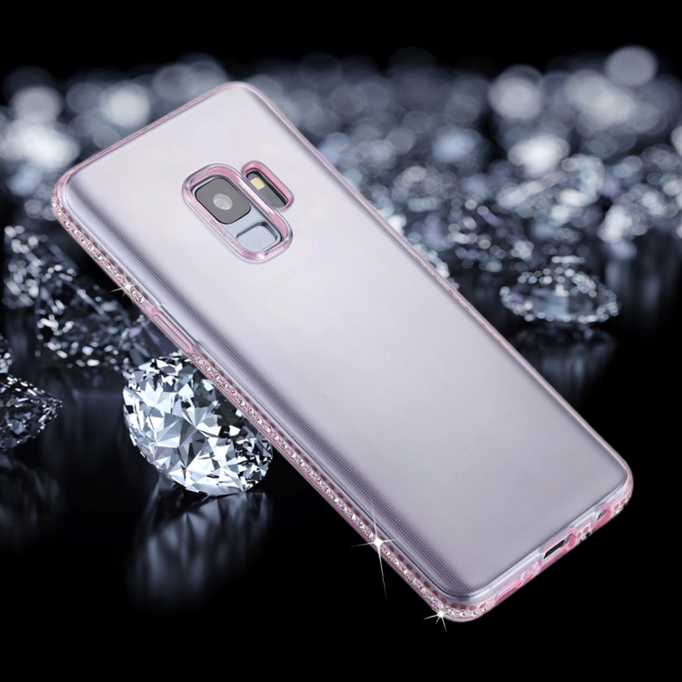 For Galaxy S9 Diamond Border TPU Transparent Protective Back Cover Case ...
