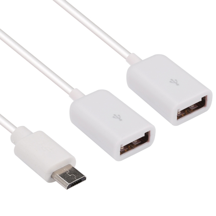 20cm Micro USB to Dual OTG Ports Cable