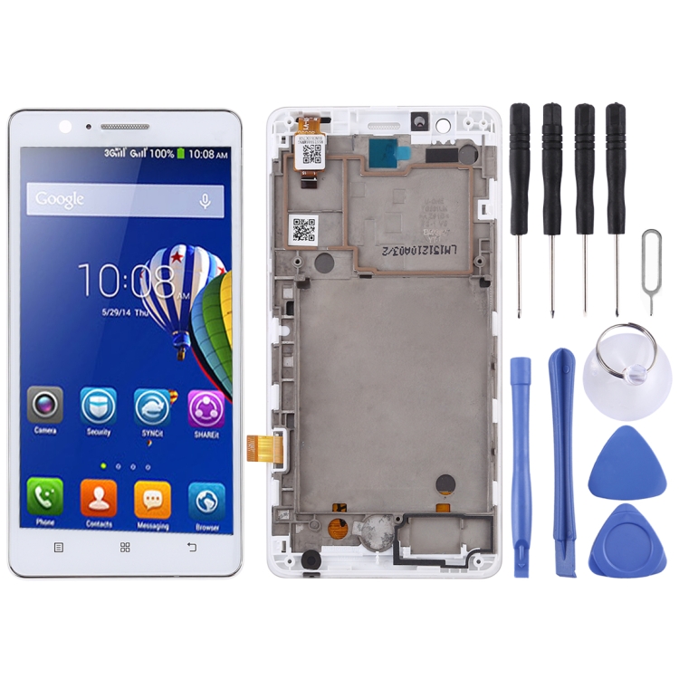 프레임이 있는 Lenovo A536 디지타이저 전체 어셈블리용 OEM LCD 화면(흰색)