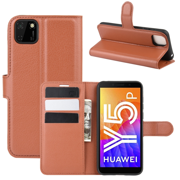 สำหรับ Huawei Y5p / Honor 9S เนื้อลิ้นจี่เคสป้องกันพลิกแนวนอนพร้อมตัว ...