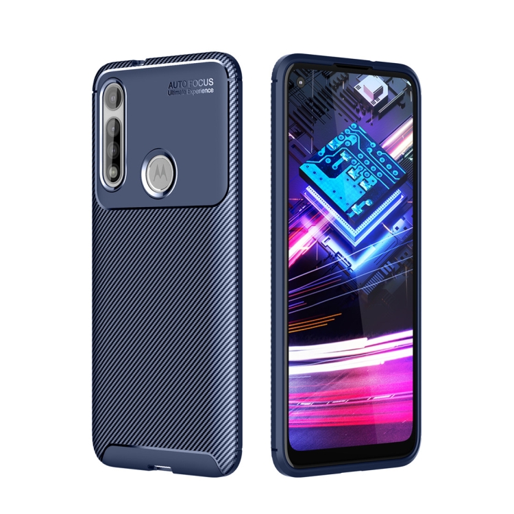 สำหรับ Motorola MOTO G Fast เนื้อคาร์บอนไฟเบอร์เคส TPU กันกระแทก (สีน้ำ ...