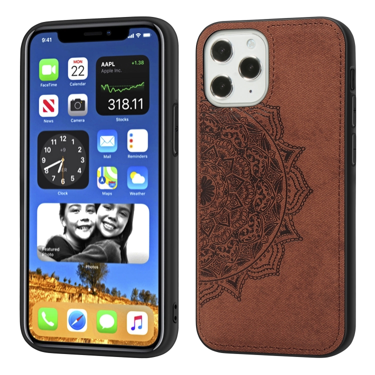 For iPhone 13 Pro Max Mandala Embossed Cloth Cover PC + TPU Case with ...