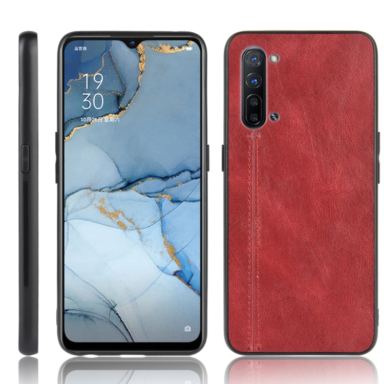 สำหรับ OPPO K7 5G กันกระแทกเย็บลายวัวผิว PC + PU + TPU Case (สีแดง)