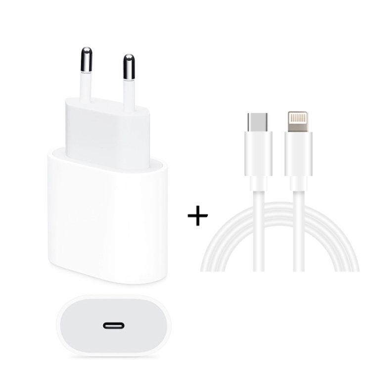 2 In 1 Pd 20w 단일 Usb C Type C 포트 여행 충전기 3a Pd30 Usb C Type C ~ 8 핀 고속 충전 데이터 케이블 세트 케이블