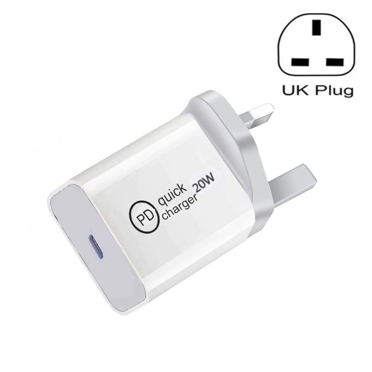 SDC-20W PD 20W Single USB-C / Type-C Interface Travel Charger UK Plug