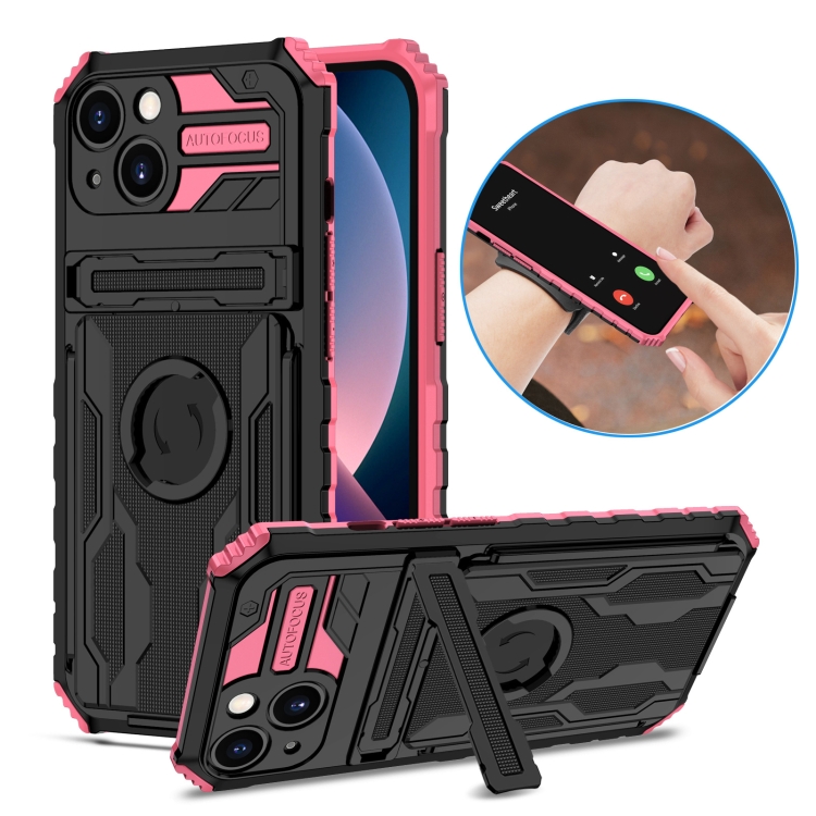 For iPhone 13 ENKAY Armor Wristband Phone Case(Pink)