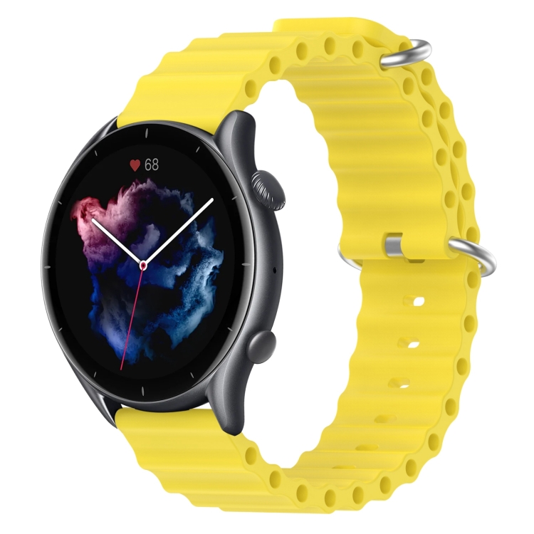 For Amazfit GTR 2e 22mm Ocean Style Silicone Solid Color Watch Band(Yellow)