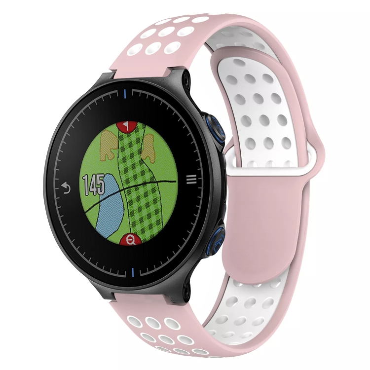 สำหรับ Garmin Approach S5 สายนาฬิกาซิลิโคนระบายอากาศสองสีเจาะ (สีชมพู ...