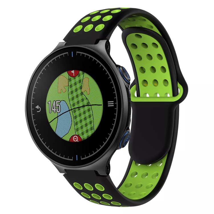 สำหรับ Garmin Approach S5 สายนาฬิกาซิลิโคนระบายอากาศสองสีเจาะ (สีดำ ...