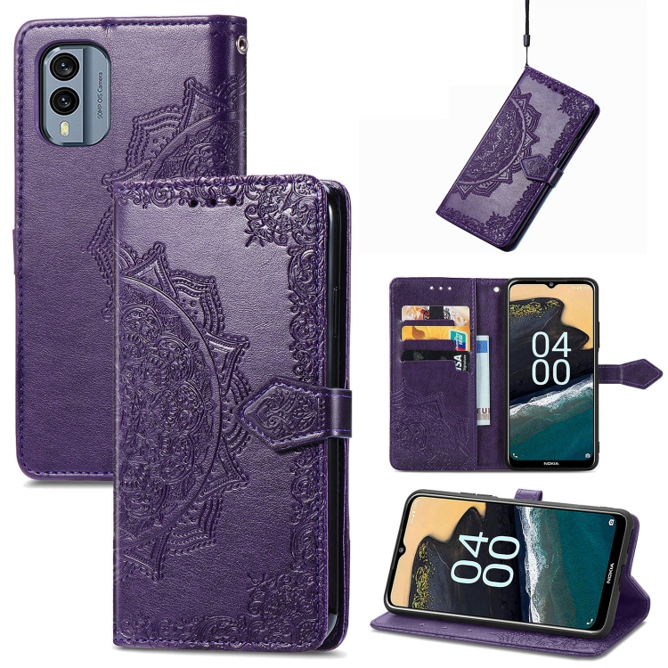 For Nokia C3 Mandala Flower Embossed Leather Phone Case(Purple)
