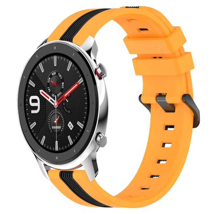Amazfit GTR 4 Pro 22mm 수직 2색 실리콘 시계 밴드용(노란색 + 검은색)