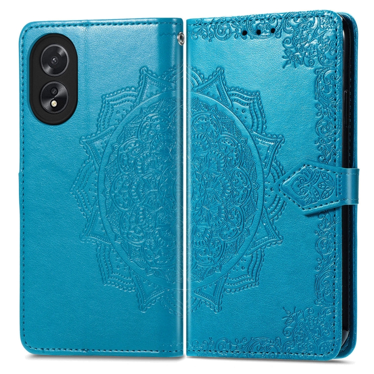 For Honor 100 Mandala Flower Embossed Leather Phone Case(Blue)