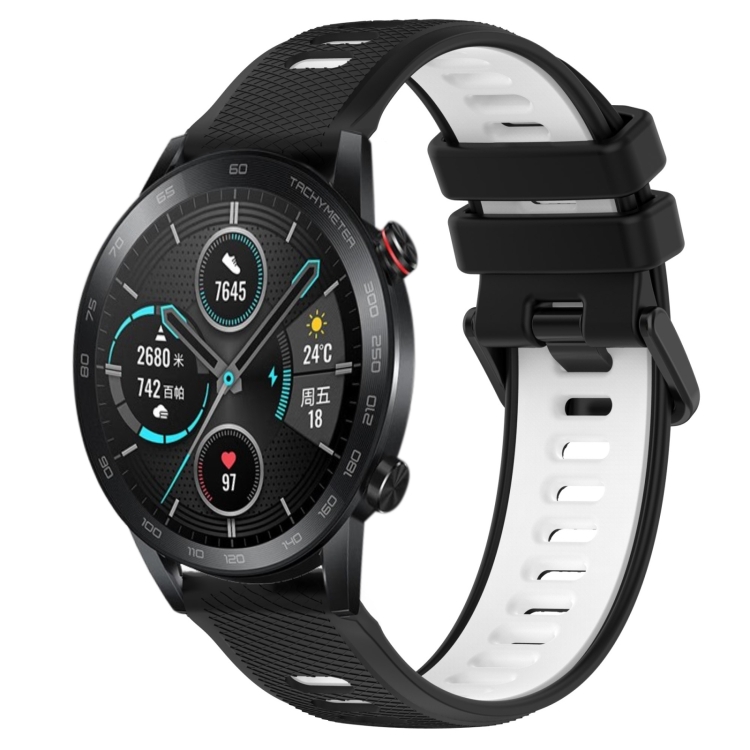 สำหรับ Honor Magic Watch 2 46mm 22mm Sports สายนาฬิกาซิลิโคนสองสี (ดำ ...
