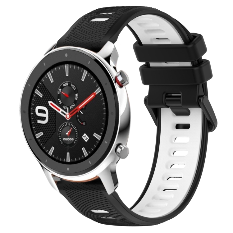 Amazfit GTR 4 Pro 22MM 스포츠용 2색 실리콘 시계 밴드(검은색 + 흰색)