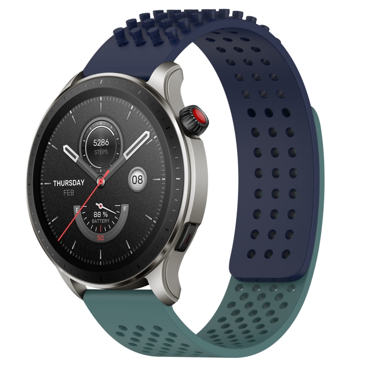 Amazfit GTR 4 Pro 22mm 구멍 통기성 3D 도트 실리콘 시계 밴드(미드나잇 블루 올리브 그린)