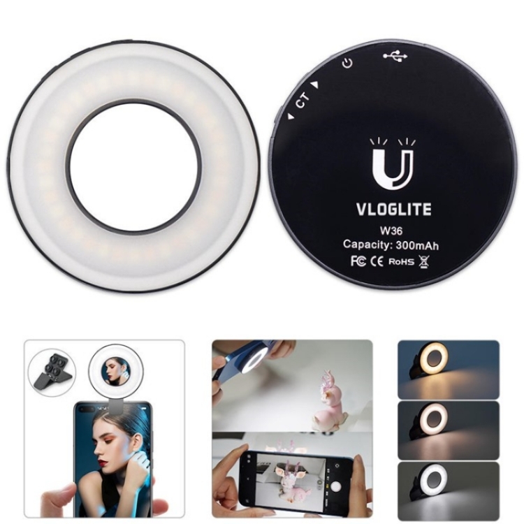 VLOGLITE W36 Mini LED Cell Phone Fill Light With Makeup Mirror Magnetic ...